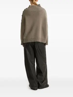 YVES SALOMON Leather Wide-leg Trousers - Black