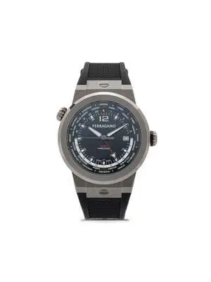 FERRAGAMO F-80 Worldtime 43mm Strap Watch - Black