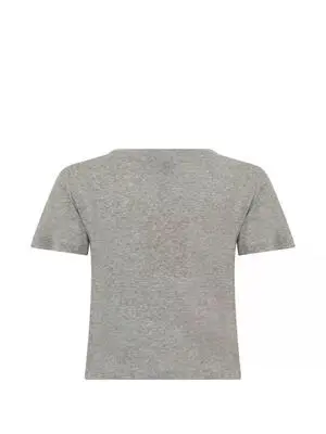 Miu Miu Ribbed Jersey T-shirt With Logo Patch - Grey