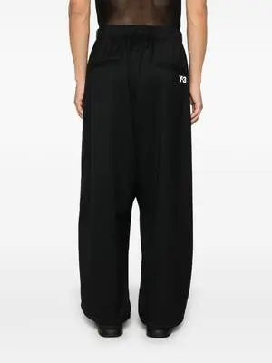 Y3 X Adidas Wide Leg Trousers With Signature 3-stripes
