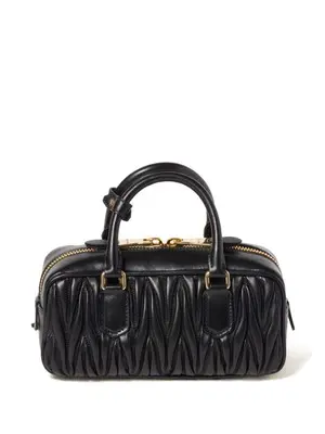 Miu Miu Medium Arcadie Leather Tote Bag - Black