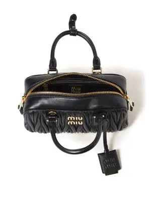 Miu Miu Medium Arcadie Leather Tote Bag - Black