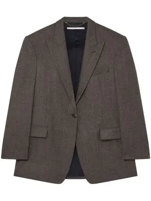 Stella McCartney Single-breasted Houndstooth Wool Blazer - Brown