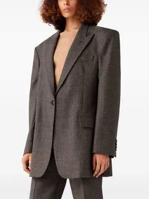 Stella McCartney Single-breasted Houndstooth Wool Blazer - Brown