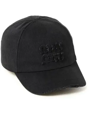Miu Miu Denim Baseball Cap - Black
