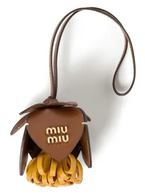 Miu Miu Miu Miu Leather Logo Bag Charm Brown