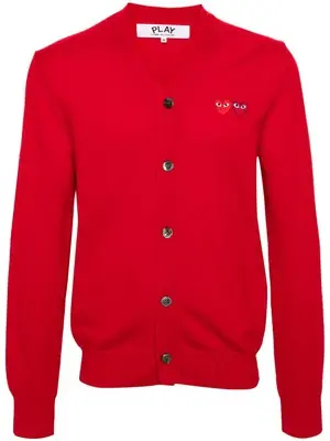 Play Comme Des Garcon Double-heart Wool Cardigan