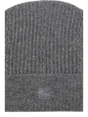 Etro Logo-embroidered Beanie - Grey
