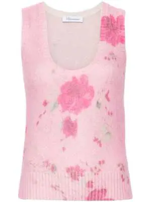 Blumarine Roses-print Tank Top - Pink