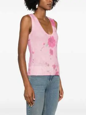 Blumarine Roses-print Tank Top - Pink