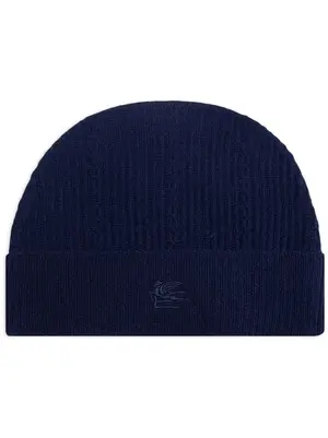 Etro Logo-embroidered Beanie - Blue