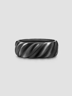 David Yurman Sculpted Cable Band Ring In Titanium, 9mm - Black