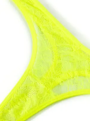 MAISON CLOSE Flashback Néon Floral-lace Thong - Yellow