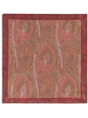 Etro Paisley-logo-print Silk Scarf - Red