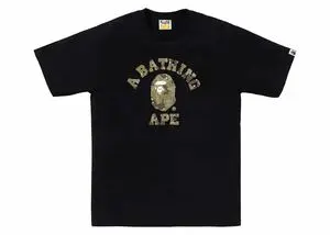 A BATHING APE Bitmap College Tee Shirt - Black