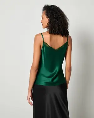 Lilysilk V-neck Lace Silk Camisole - Green Jade