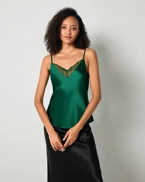 Lilysilk V-neck Lace Silk Camisole - Green Jade