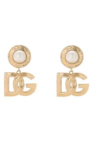 DOLCE & GABBANA Dolce&Gabbana Logo And Imitation Pearl Clip-On Earrings