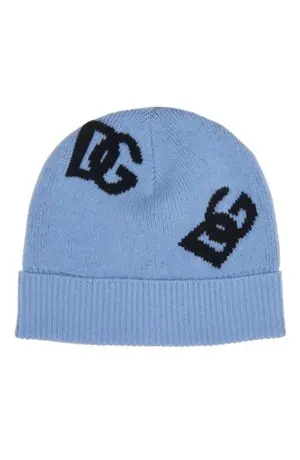 Dolce & Gabbana Dg Logo Virgin Wool Beanie - B0143 Very Light Blue