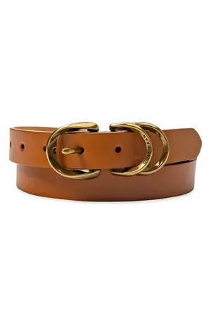 Cole Haan Triple Buckle Leather Belt - Tan