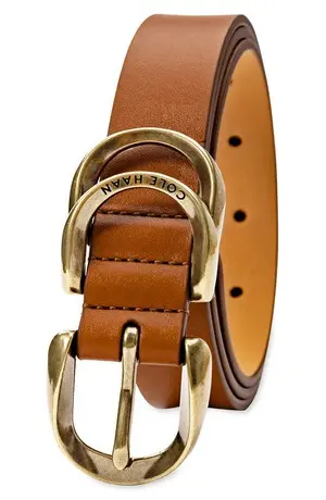Cole Haan Triple Buckle Leather Belt - Tan