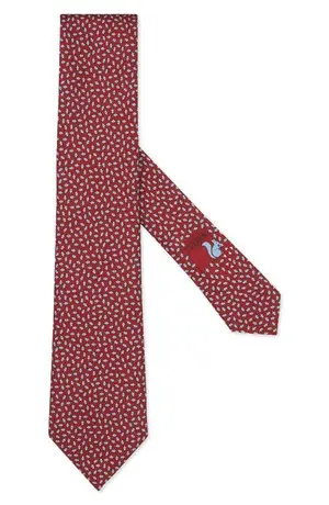 Zegna Acorn Print Silk Tie - Red