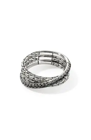 John Hardy John Hardy ESSENTIALS Crossover Ring Silver/black Diamonds