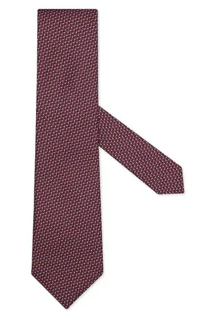 Zegna Geometric Silk Tie - Red