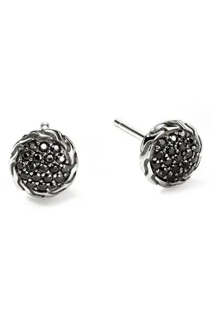 John Hardy Essentials Stud Earrings - Silver/ Black Sapphire