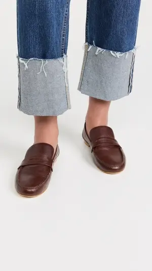 JAMIE HALLER Penny Leather Loafers - Oxblood