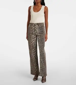 GANNI Izey Leopard-print Straight Jeans