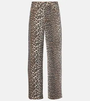 GANNI Izey Leopard-print Straight Jeans