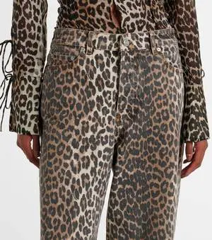 GANNI Izey Leopard-print Straight Jeans