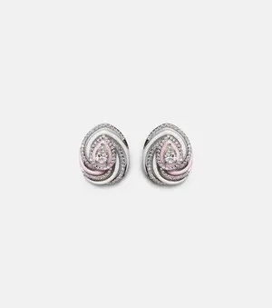 KAMYEN Oceane 18kt White Gold Earrings With Enamel And Diamonds - Pink