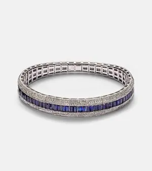 Shay Jewelry 18k White Gold Diamond, Sapphire Scales Bracelet - Silver