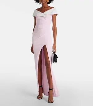 Balmain Draped Off-shoulder Gown
