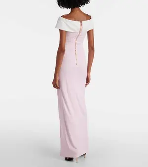 Balmain Draped Off-shoulder Gown
