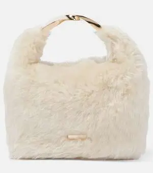 AQUAZZURA Twist Mini Shearling Tote Bag