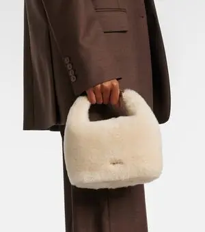 AQUAZZURA Twist Mini Shearling Tote Bag
