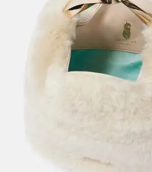 AQUAZZURA Twist Mini Shearling Tote Bag