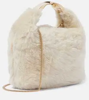 AQUAZZURA Twist Mini Shearling Tote Bag