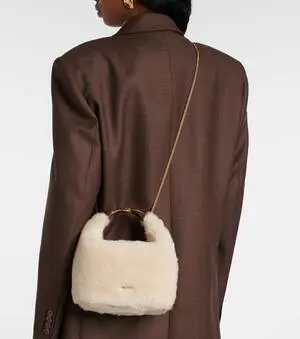 AQUAZZURA Twist Mini Shearling Tote Bag