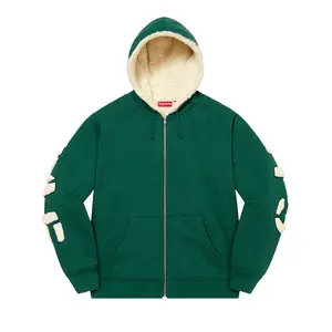 Supreme Faux Fur Lined Zip Up Hooded Sweatshirt - Green