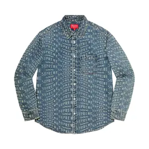 Supreme Wrap Jacquard Logos Denim Shirt - Blue
