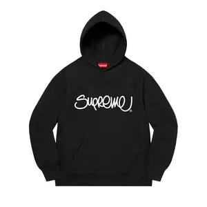 Supreme Raised Handstyle Hooded Sweatshirt - Black