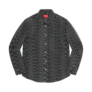 Supreme Wrap Jacquard Logos Denim Shirt - Black