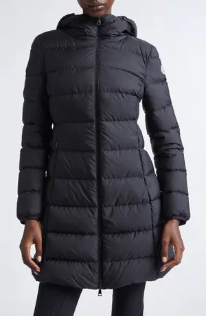 Moncler Gie Water Resistant Long Coat - Black