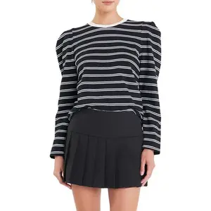 Striped Puff Sleeve T-Shirts