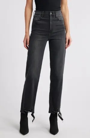HIDDEN JEANS Destroyed Hem Straight Leg Jeans