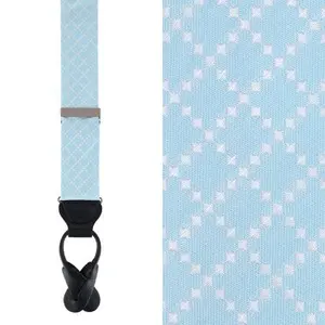 Trafalgar Rowan Geometric Pattern Silk Suspenders - Light Blue